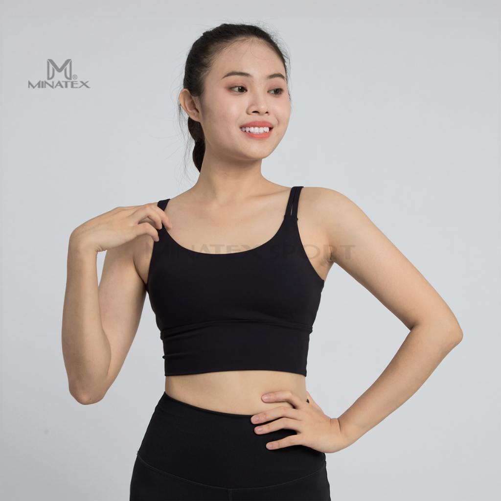 Áo bra 2 dây tập gym yoga bo siết eo vải xịn đẹp MINATEX, mút bàn tay ...
