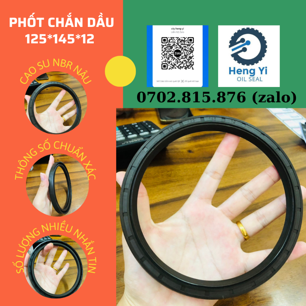 PHỐT CHẮN DẦU TC TG 125*145*12 Oil seal PHỐT LÀM KÍN CHẶN NHỚT NBR Brown Rubber TC Type ...