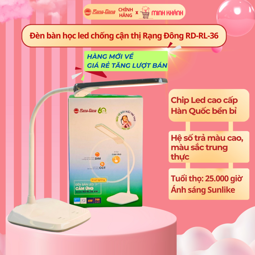 Đèn LED bàn học chống cận Rạng Đông 6W RD-RL36 - Cảm ứng, ánh sáng tự ...