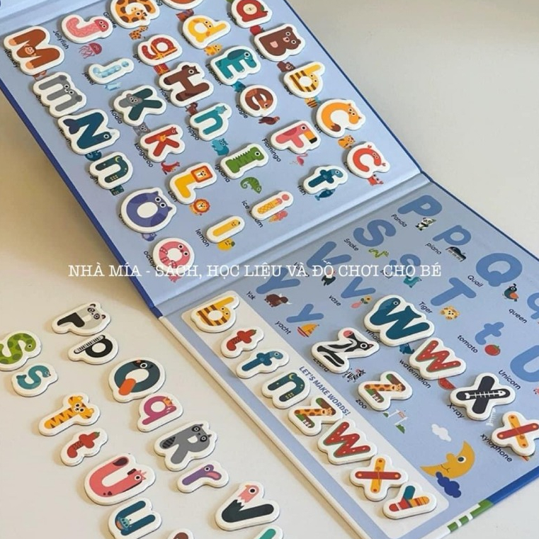 Sổ nam châm chữ cái, số Animal Alphabet Letter cho bé học số và chữ học toán có nam châm từ tính ...