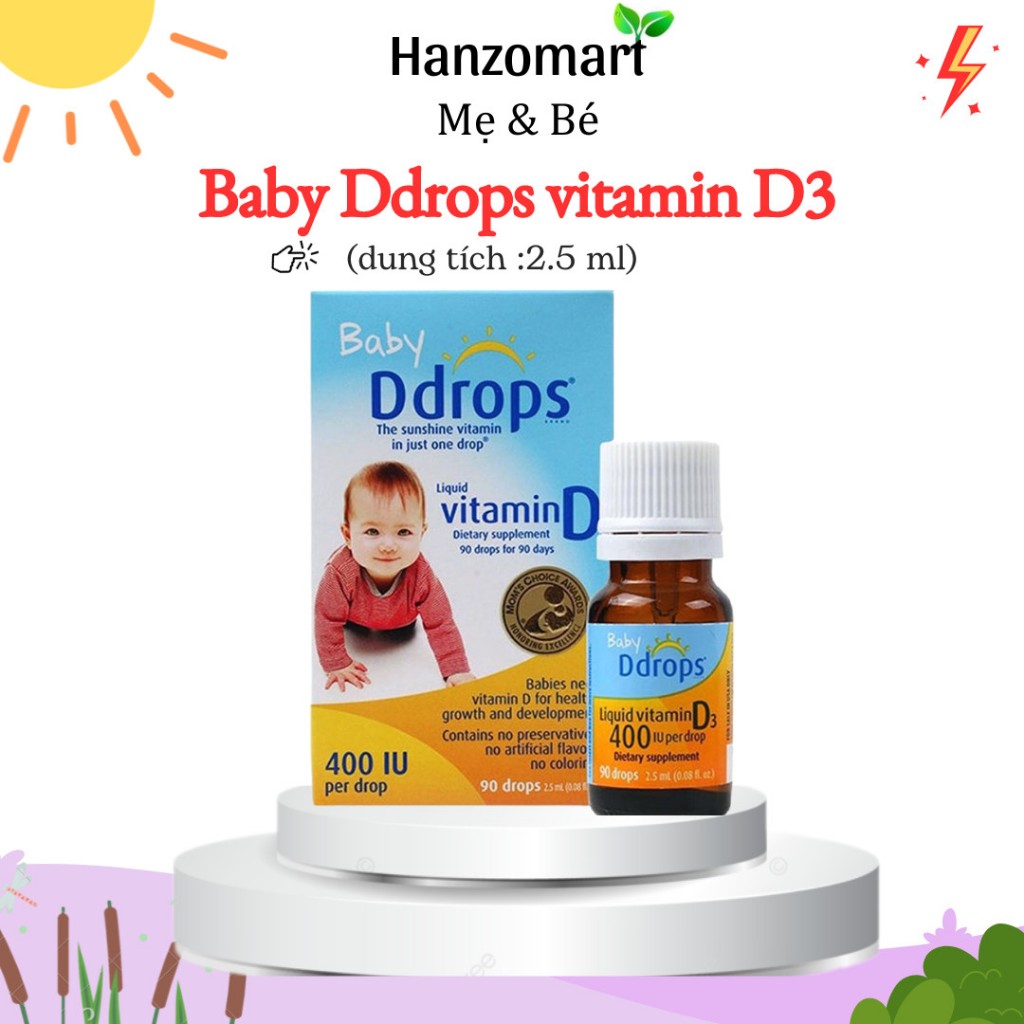 Vitamin D3 cho trẻ sơ sinh Ddrops 90 giọt hữu cơ 400 IU dành cho trẻ em | Shopee Việt Nam