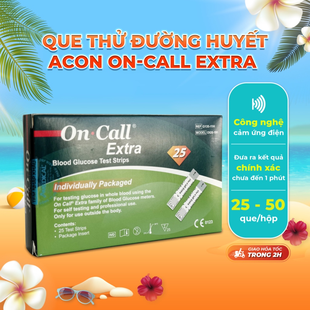 Que thử đường huyết Acon On-call extra (25 - 50 que/hộp) - sử dụng cho ...