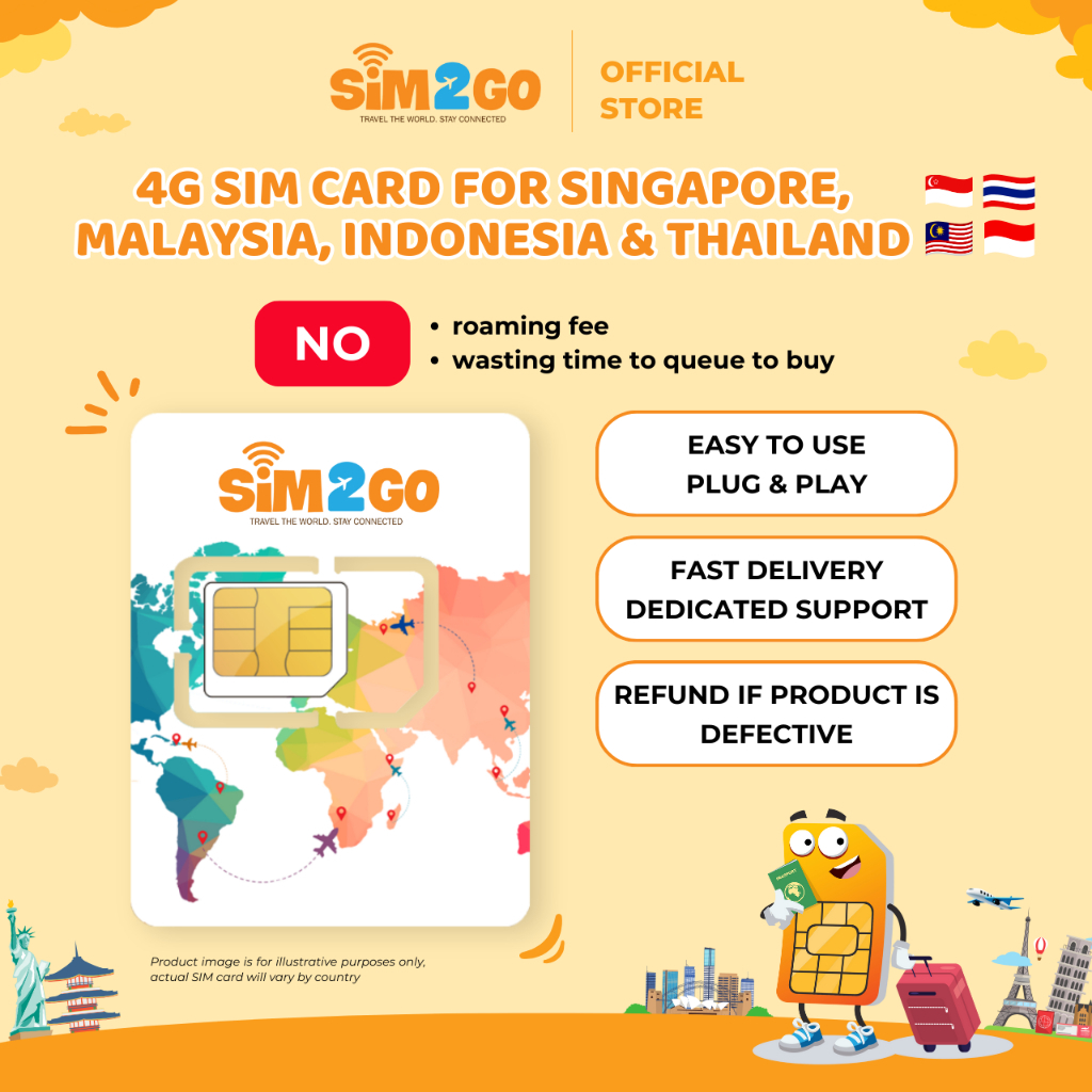 4G SIM card for Singapore, Malaysia, Indonesia & Thailand - Multi plans ...