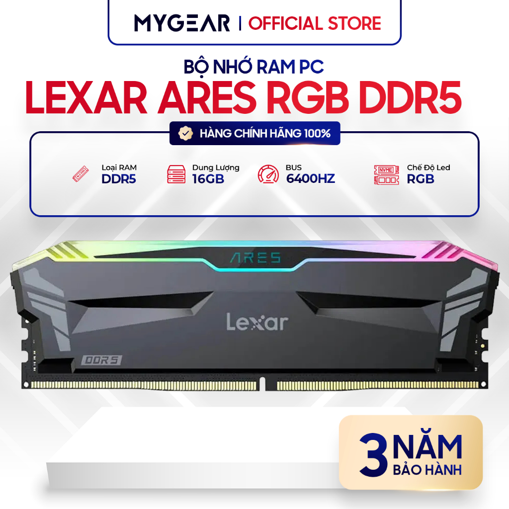 RAM Máy Tính Lexar ARES LED RGB DDR5 16GB (1x16GB) 6400MHz ...