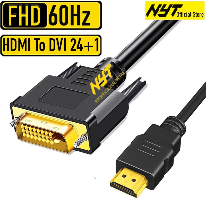 Dây DVI To HDMI FullHD Dài 1.5M - 10M NYT - BH 12T Chính Hãng | Shopee Việt Nam