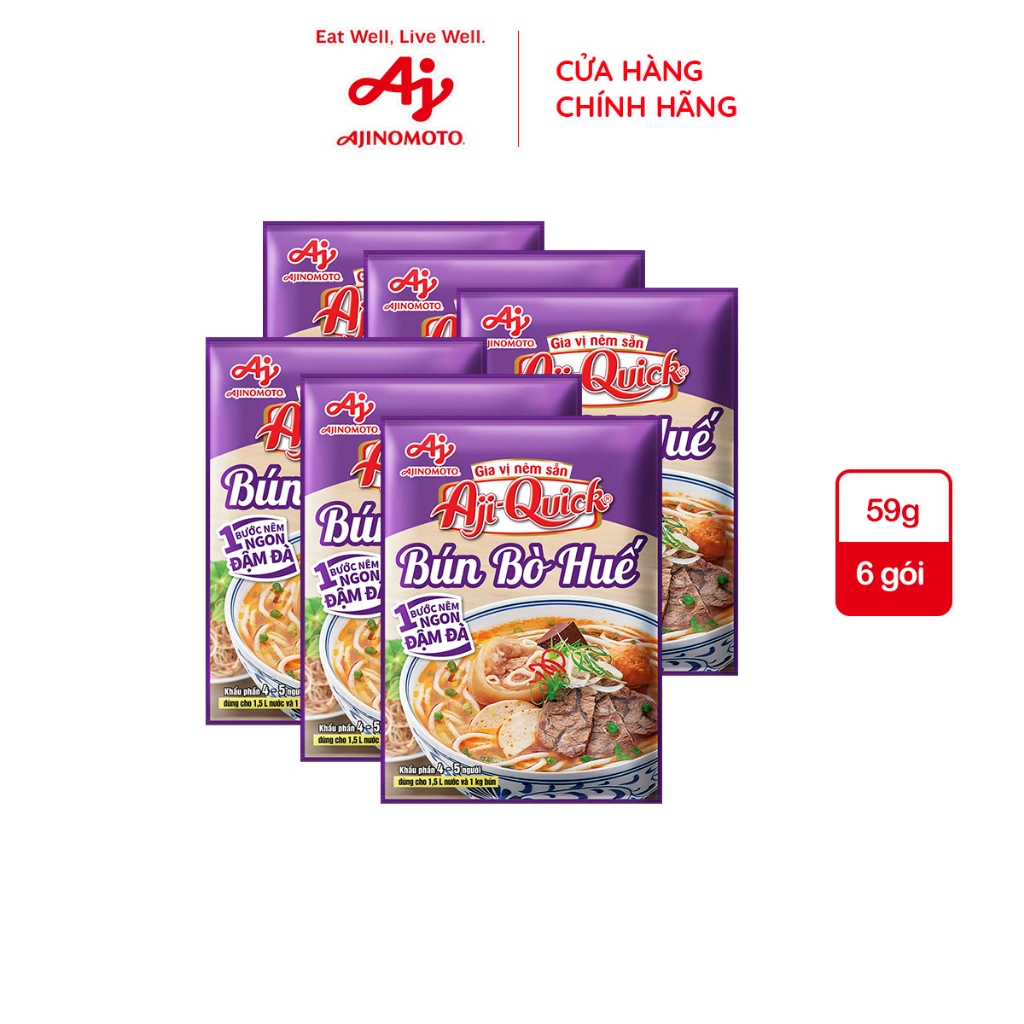 Combo 6 Gói Gia Vị Nêm Sẵn Aji-Quick® Bún Bò Huế 59g/Gói | Shopee Việt Nam