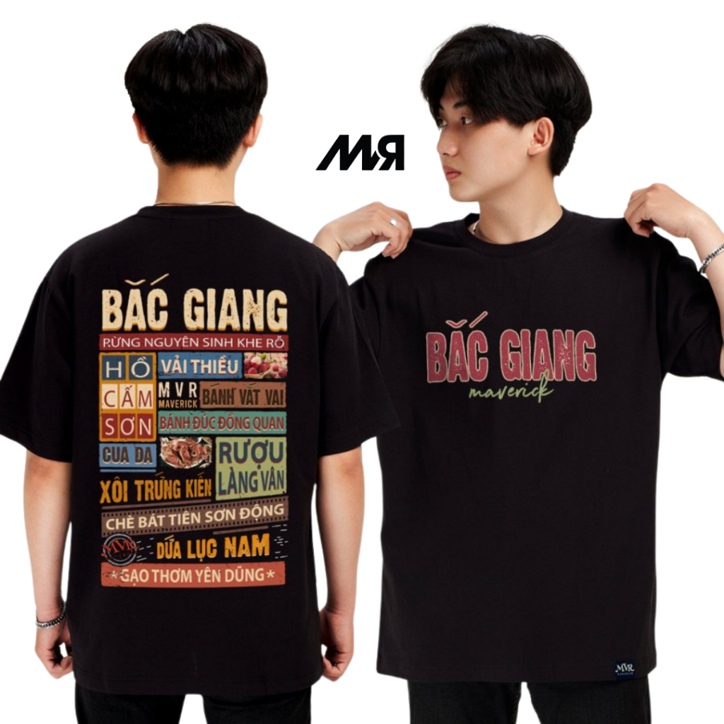 Áo thun unisex MVR hơn 63 tỉnh thành - BẮC GIANG - BG - Đen/ Trắng ...