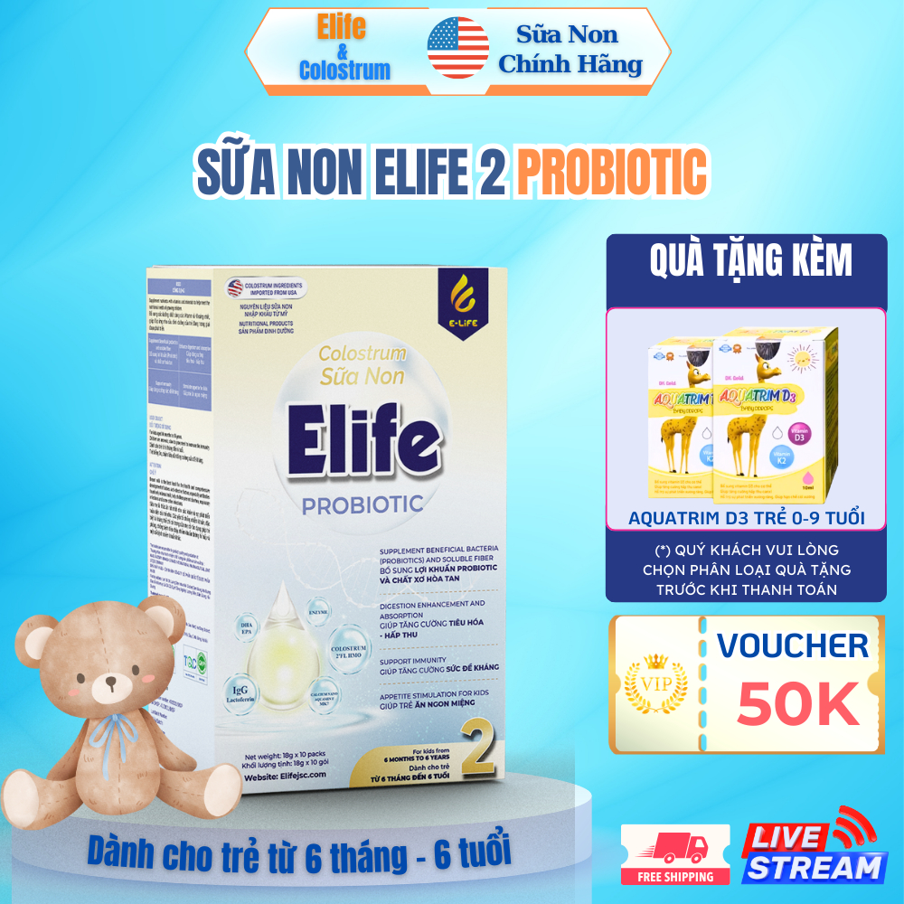 Sữa non Probiotic Elife 2 Dành Cho Trẻ từ 6 tháng đến 6 tuổi Bổ Sung Dinh Dưỡng, Cải Thiện Tiêu ...