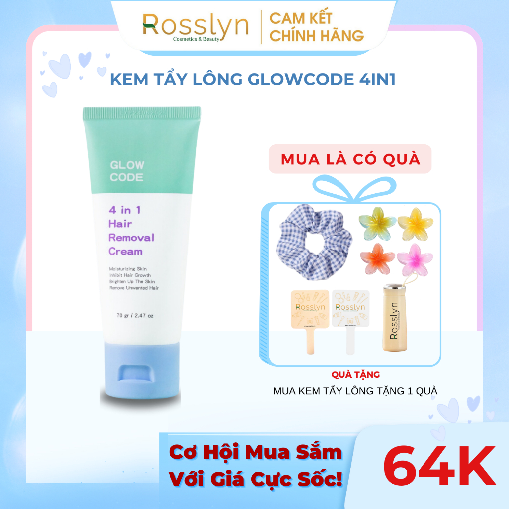 Kem tẩy lông GlowCode 4IN1 với Niacinamide và Vitamin E giúp lông mọc ...