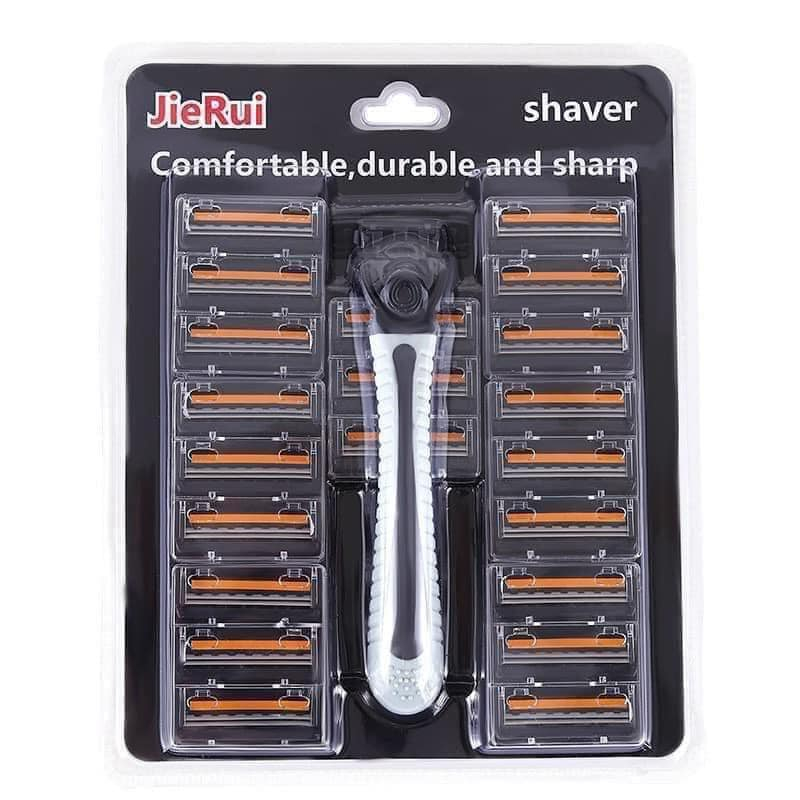 SET DAO CẠO RÂU JIERUI 3 LƯỠI CỦA ĐỨC (1 DAO CẠO KÈM 21 ĐẦU) | Shopee ...