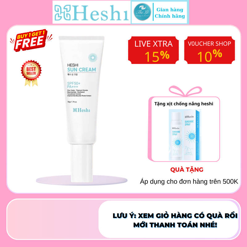 Kem chống nắng heshi - kiềm dầu ngăn ngừa mụn 50ml | Shopee Việt Nam