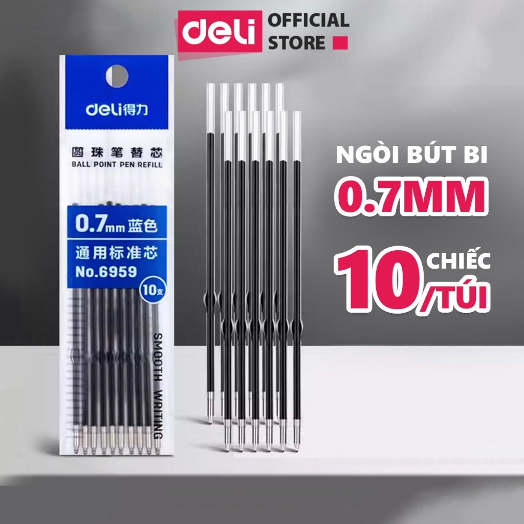 Set 20 Ruột Bút Bi Deli Ngòi 0.7mm Mực Xanh Thay Nhiều Loại Bút Viết ...