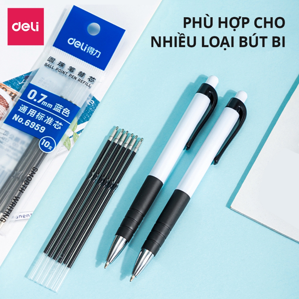 Set 20 Ruột Bút Bi Deli Ngòi 0.7mm Mực Xanh Thay Nhiều Loại Bút Viết ...