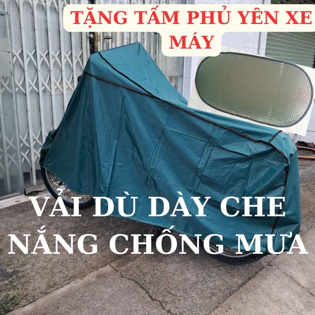 Bạt trùm xe máy Vải Dù DÀY che nắng chống mưa TẶNG KÈM TẤM CHE YÊN XE ...