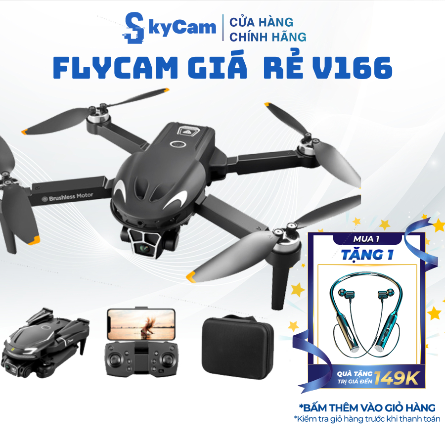 Flycam V166, Flycam Giá Rẻ, Flycam mini Camera 3 mắt sắc nét, Động Cơ ...