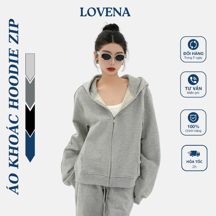 Áo khoác nỉ hoodie zip trơn, áo khoác nỉ form rộng nam nữ Ulzzang Unisex - LOVENA | Shopee Việt Nam