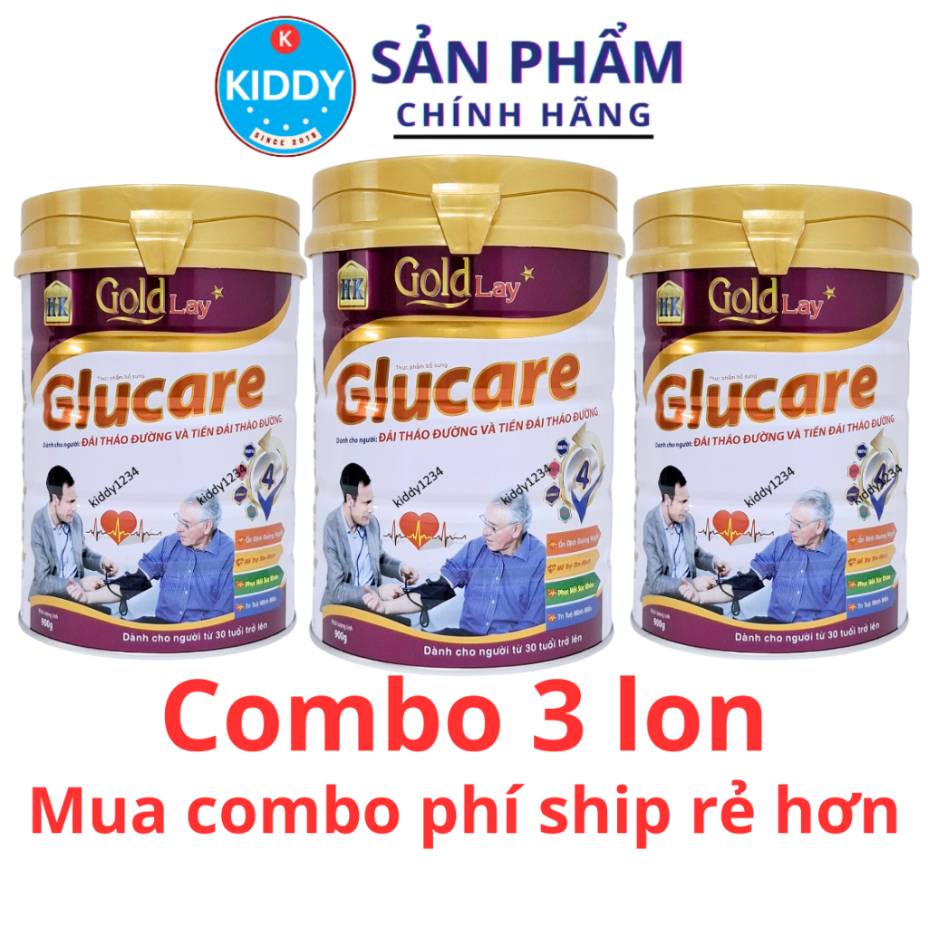 [Combo 3 lon] Sữa tiểu đường Goldlay Glucare 900g dành cho người tiểu ...