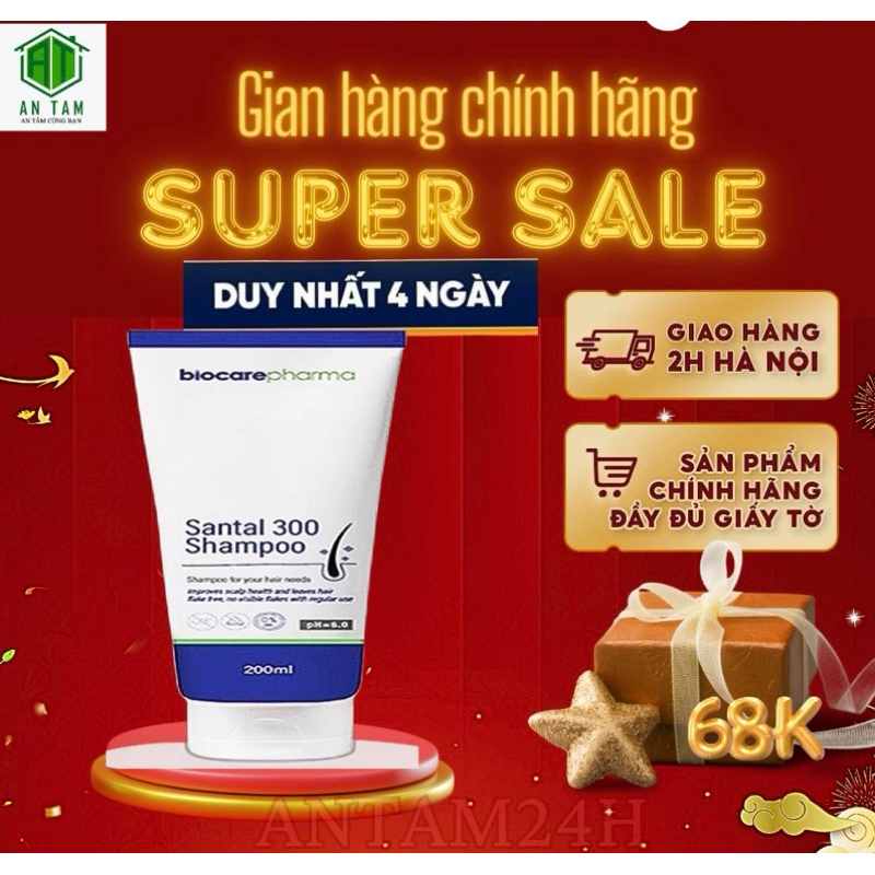 Chính hãng Bio Care Pharma Santal 300 Shampoo 200ml - Dầu Gội Dược Liệu ...