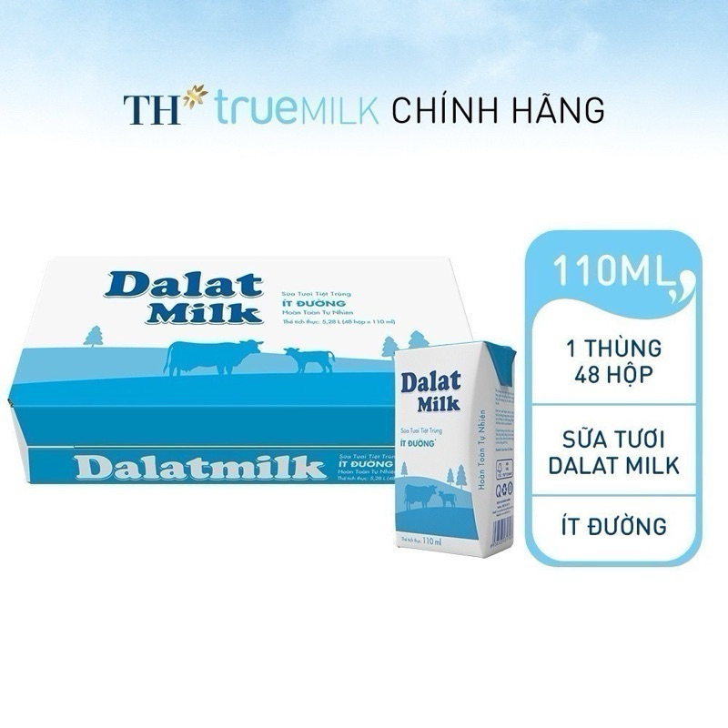 Thùng Sữa Tươi Tiệt Trùng Dalat Milk Bé 110ml/180ml x 48 hộp | Shopee Việt Nam