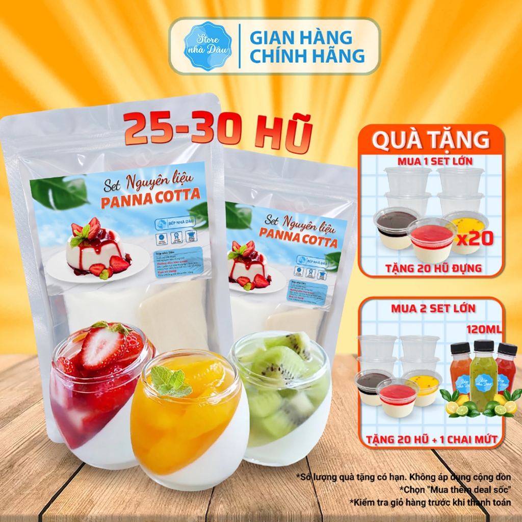 Set Làm Panna Cotta 25-30 Hũ Shop Nhà Dâu Set Panna Cotta 3 Vị Dâu ...