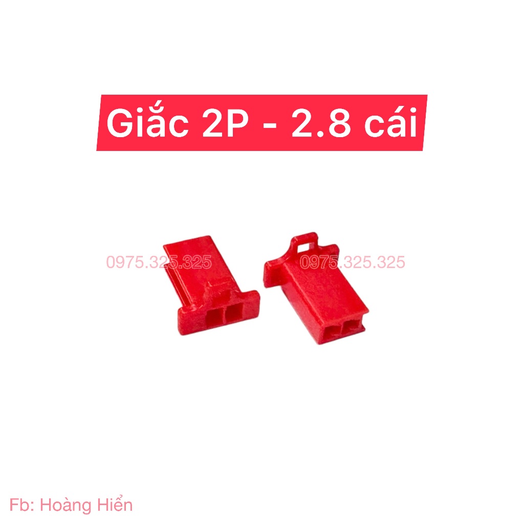 [50 đầu] giắc nhựa 2 lỗ 2.8 CÁI - ĐỎ - jack 2p pin, dùng cos socket ...
