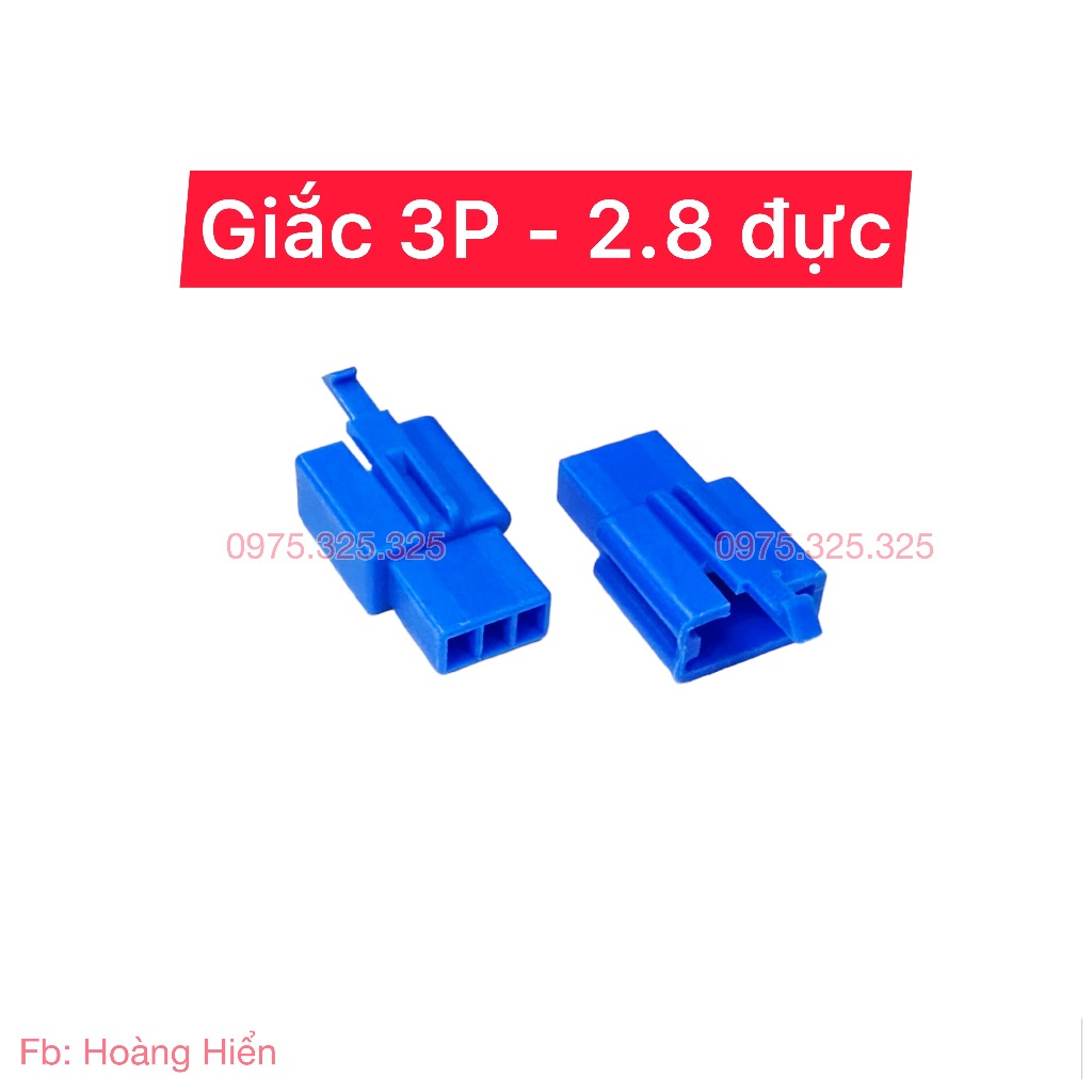 [50 đầu] giắc nhựa 3 lổ 2.8 ĐỰC - XANH DƯƠNG , jack 3p pin dùng cos ...