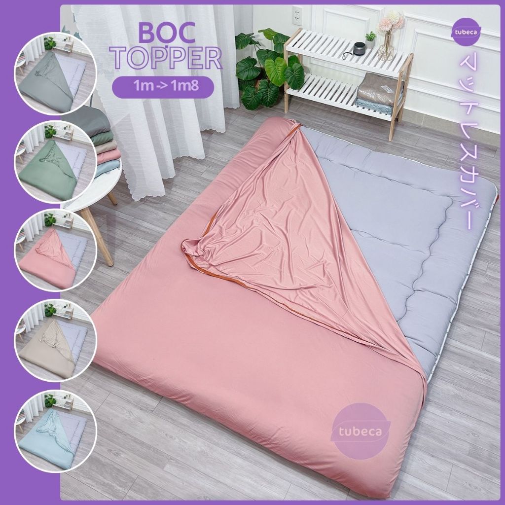 Bao nệm Topper thun lạnh Ý | 2 Mặt Kéo Khóa | 1m 1m2 1m4 1m6 1m8 | Nệm ...