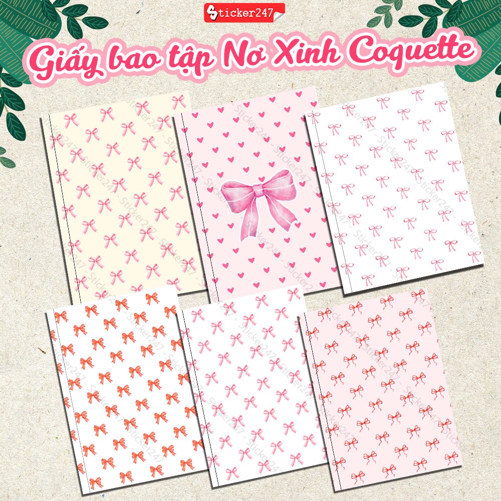 Giấy Bao Tập Hoạ Tiết Nơ Nhí, Ribbon Coquette 🌈𝑭𝒓𝒆𝒆𝒔𝒉𝒊𝒑 Giấy Bọc Vở ...