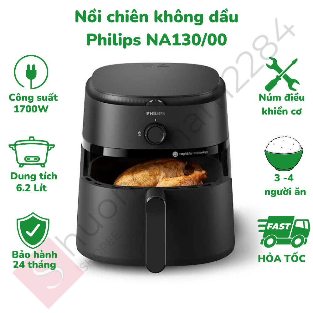 Nồi chiên không dầu Philips NA130/00 - Dung tích 6.2 lít, công suất ...