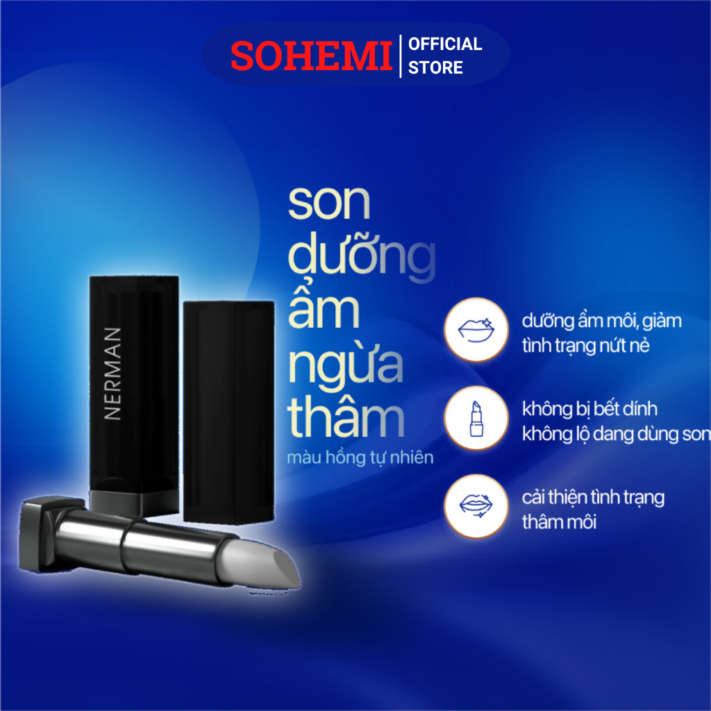 Son dưỡng cho nam Nerman Men in Black 2 in 1 dưỡng ẩm, ngừa thâm môi 4g ...