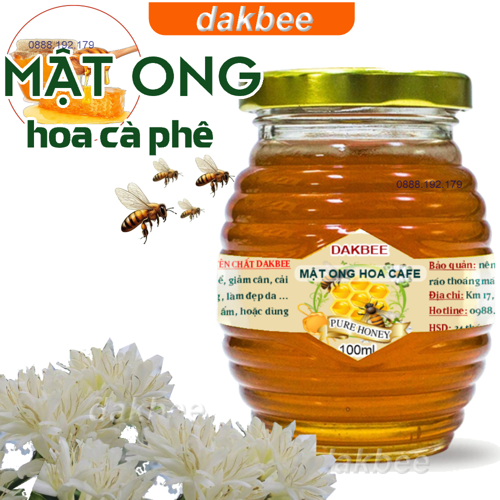 100ml Mật ong hoa cà phê hũ thủy tinh tổ ong , tăng cường sức khỏe, sức đề kháng [ dakbee ...