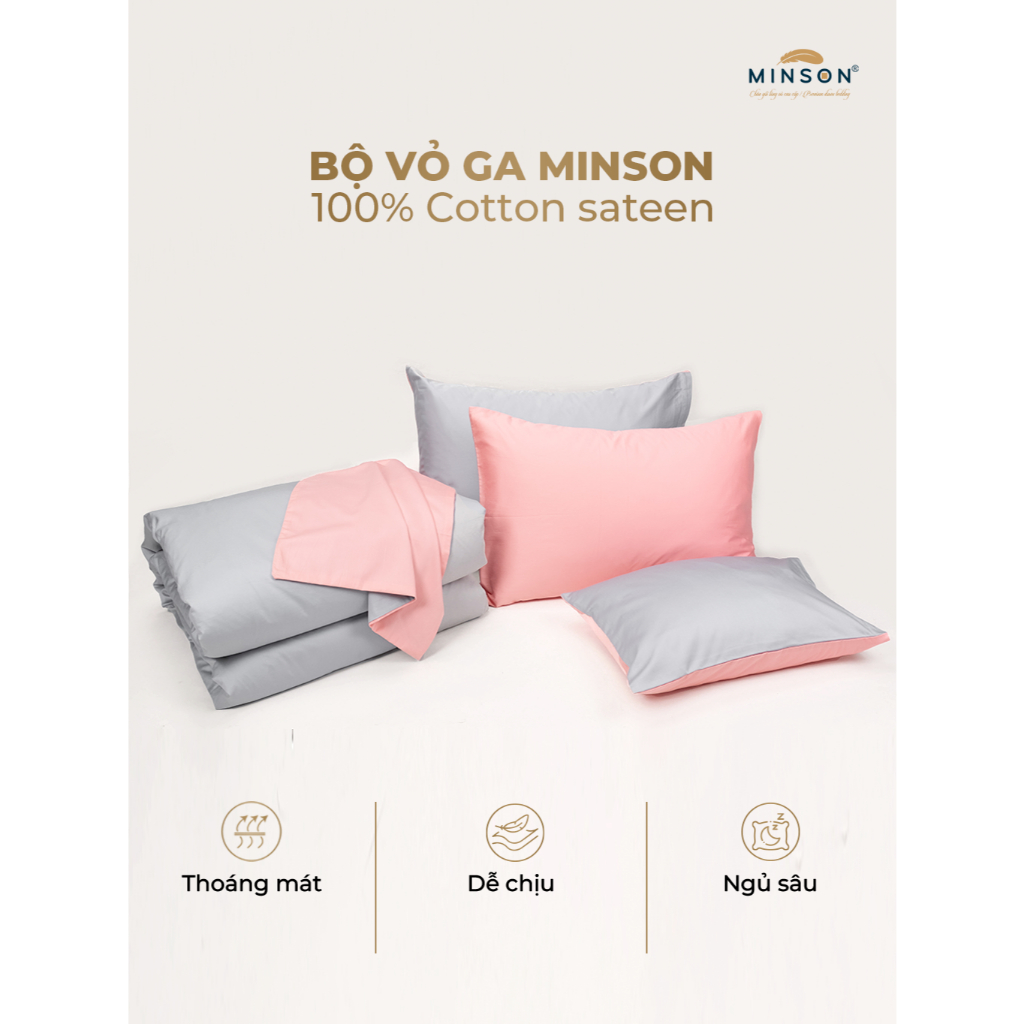 Vỏ chăn 100% Cotton Lụa Minson, chất liệu tự nhiên mềm mịn, thông ...