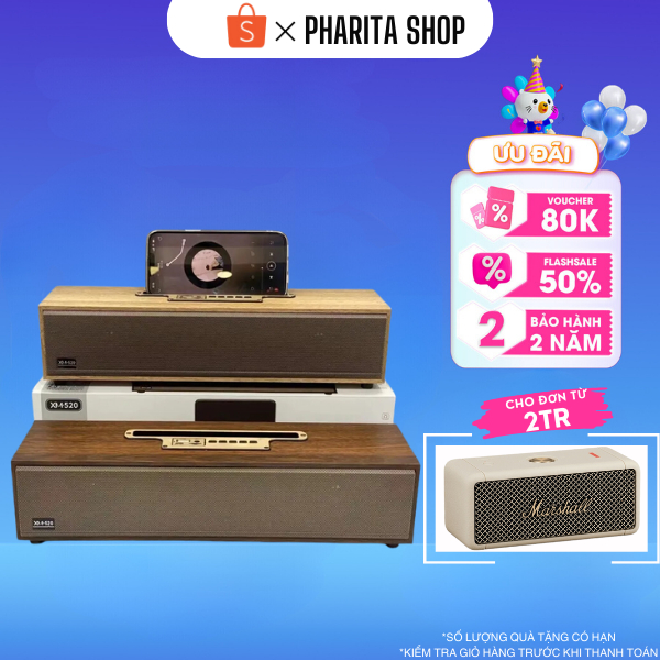Loa bluetooth XM520 new 2024 Siêu Bass, Loa Để Bàn vỏ gỗ 20W thiết kế ...