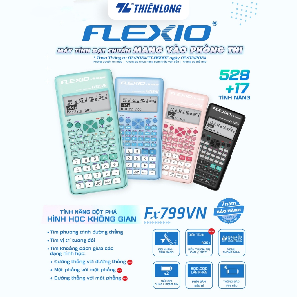 Máy tính Flexio FX799 Thiên Long full tính năng mới nhất, bảo hành 7 ...