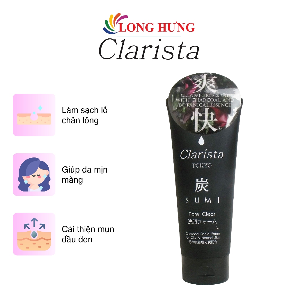 Sữa rửa mặt than hoạt tính Kumano Moritomo Clarista Tokyo Charcoal ...