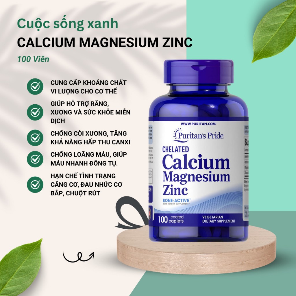 Bổ sung Canxi Magie D3 Puritan’s Pride Calcium Magnesium Vitamin D3 100 ...