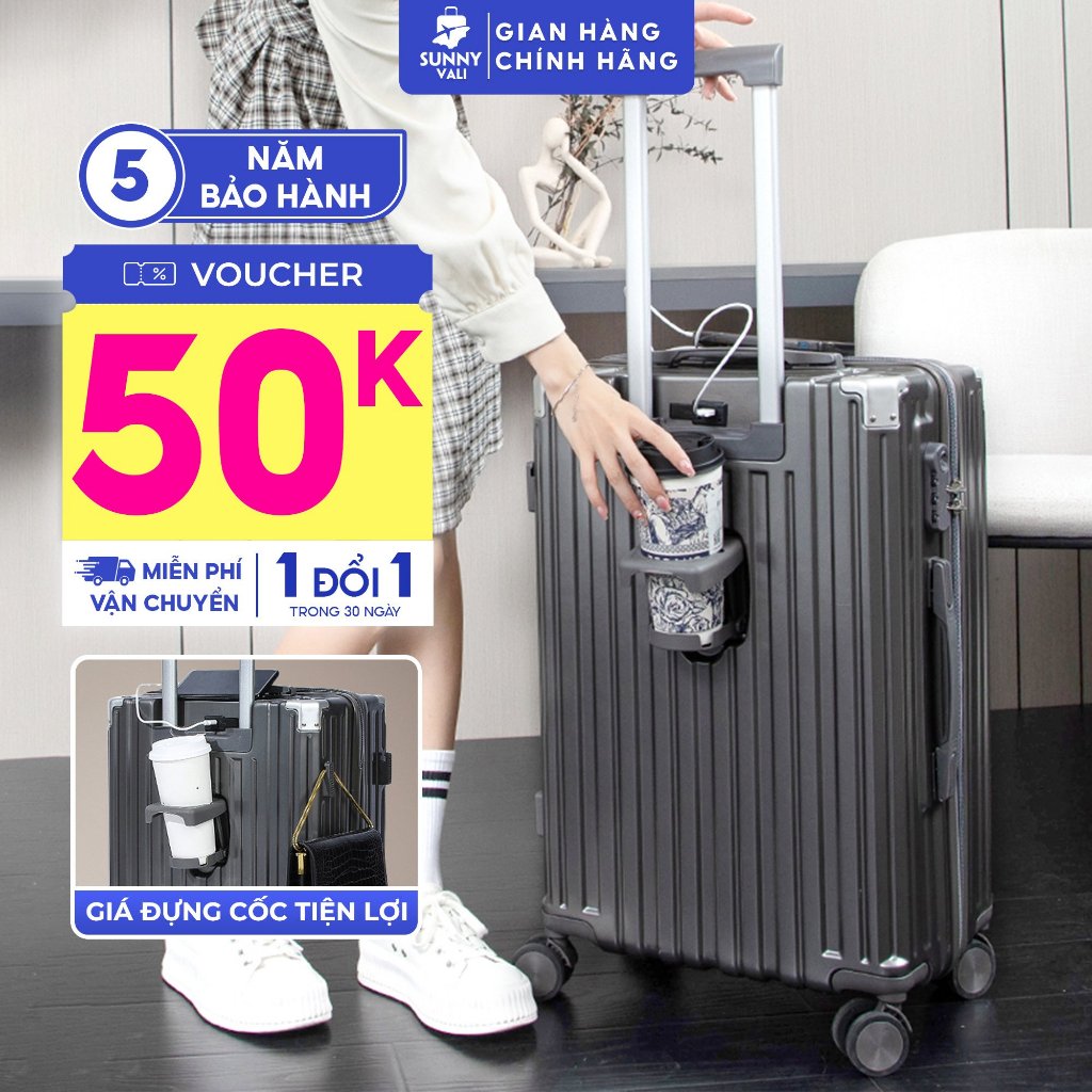 Vali SUNNY SV15 - Vali du lịch, vali khóa kéo thời trang nhựa PC + ABS ...