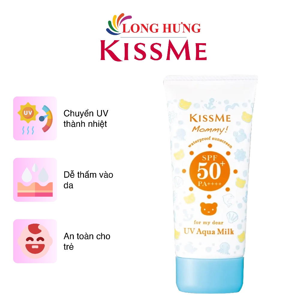 Sữa chống nắng trẻ em Kissme Mommy UV Aqua Milk SPF50+ PA++++ dành cho da nhạy cảm (50g ...