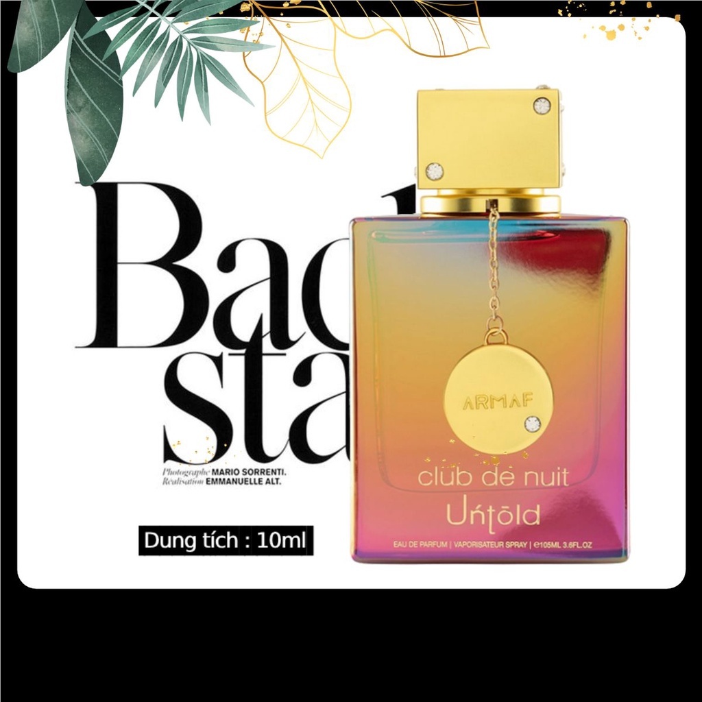 Nước Hoa Club de Nuit Untold EDP (clone MFK Baccarat 540) 10ml | Shopee ...