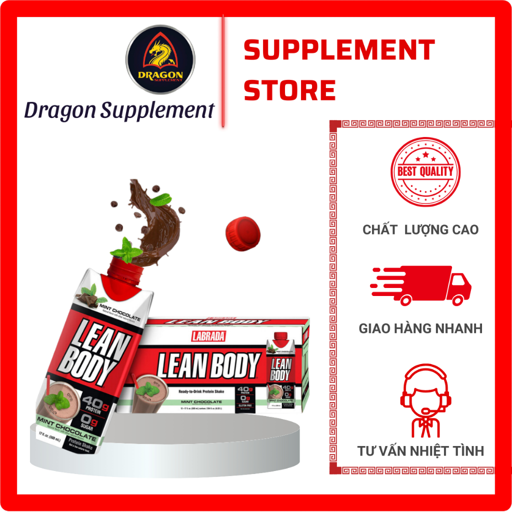 [1 thùng 12 chai] Labrada Lean Body RTD - Bữa Ăn Thay Thế Pha Sẵn Tiện Lợi - Cung Cấp 40G ...