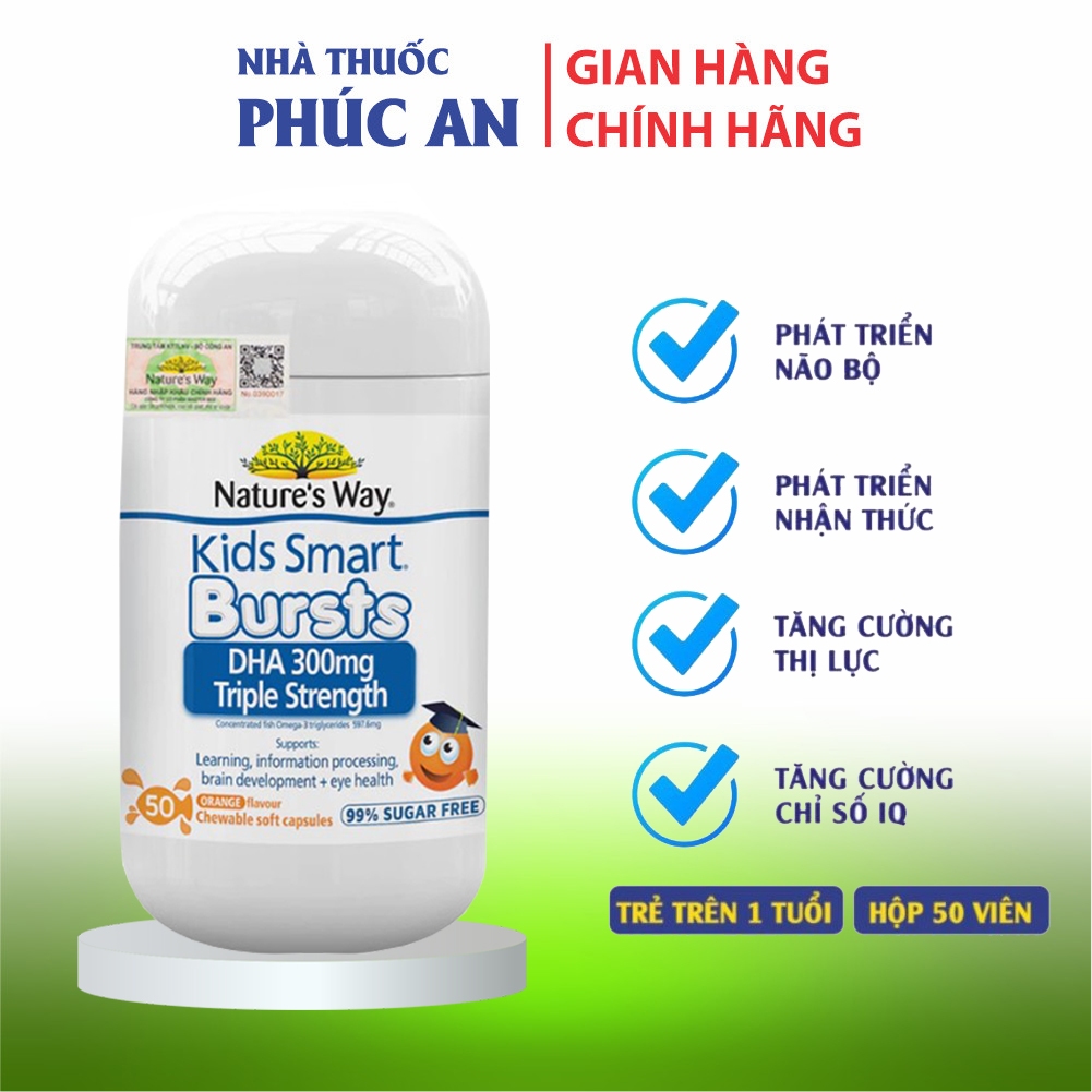Viên nhai bổ sung DHA cho bé Nature's Way Kids Smart DHA 300mg Triple ...