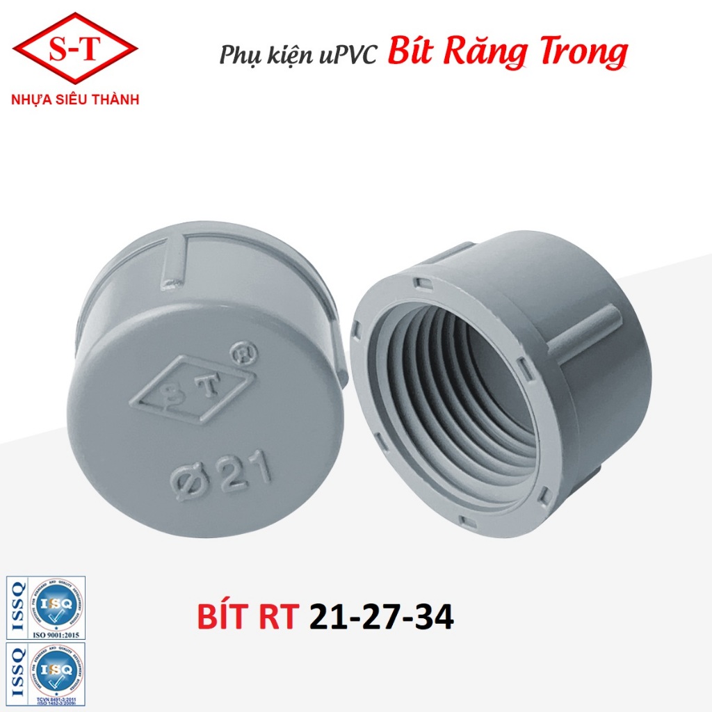 Bít răng trong, Bít ren trong phi 21, 27, 34 Nhựa PVC Siêu Thành (ST ...