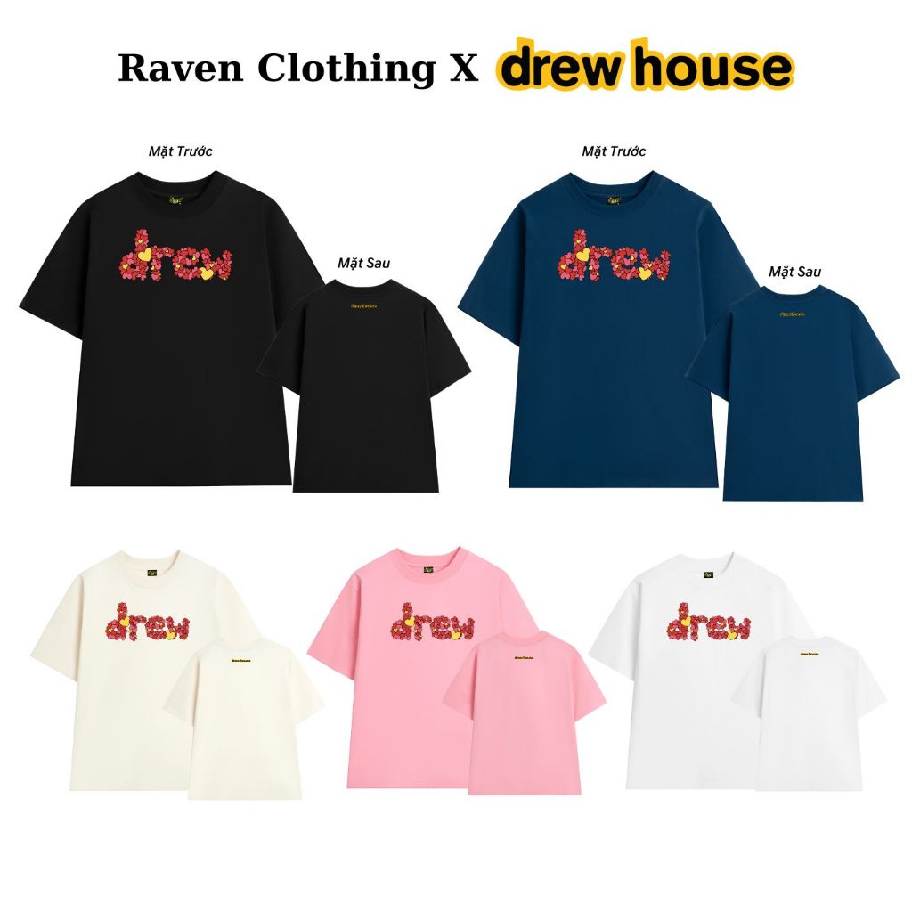 Áo Thun Drew Trái Tim RAVEN cao cấp unisex Nam Nữ form Oversize 100% ...