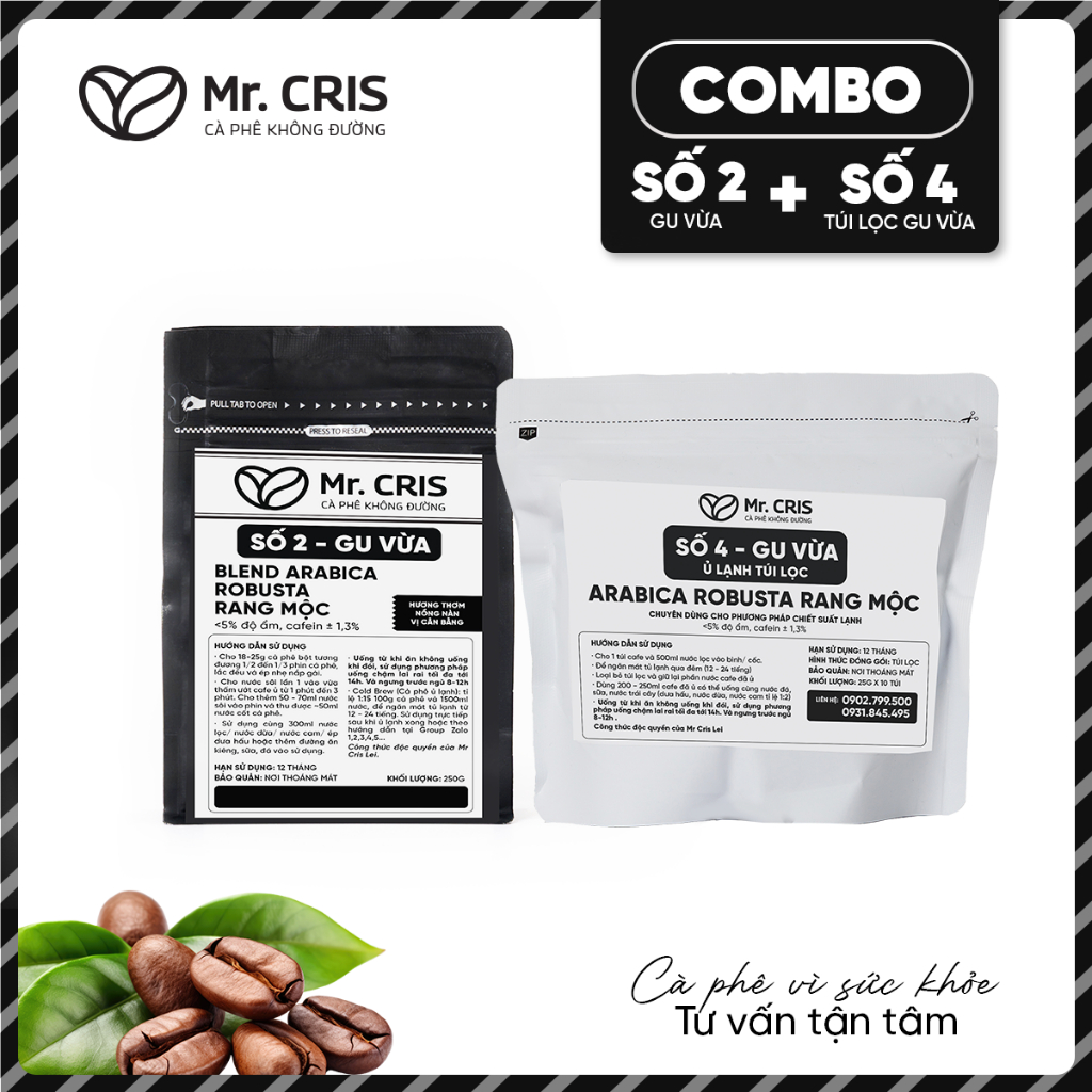 COMBO Cà Phê Arbica + Robusta Cầu Đất dạng TÚI LỌC + BỘT - SỐ 24 - MR CRIS - Dễ Uống, Hương Thơm ...