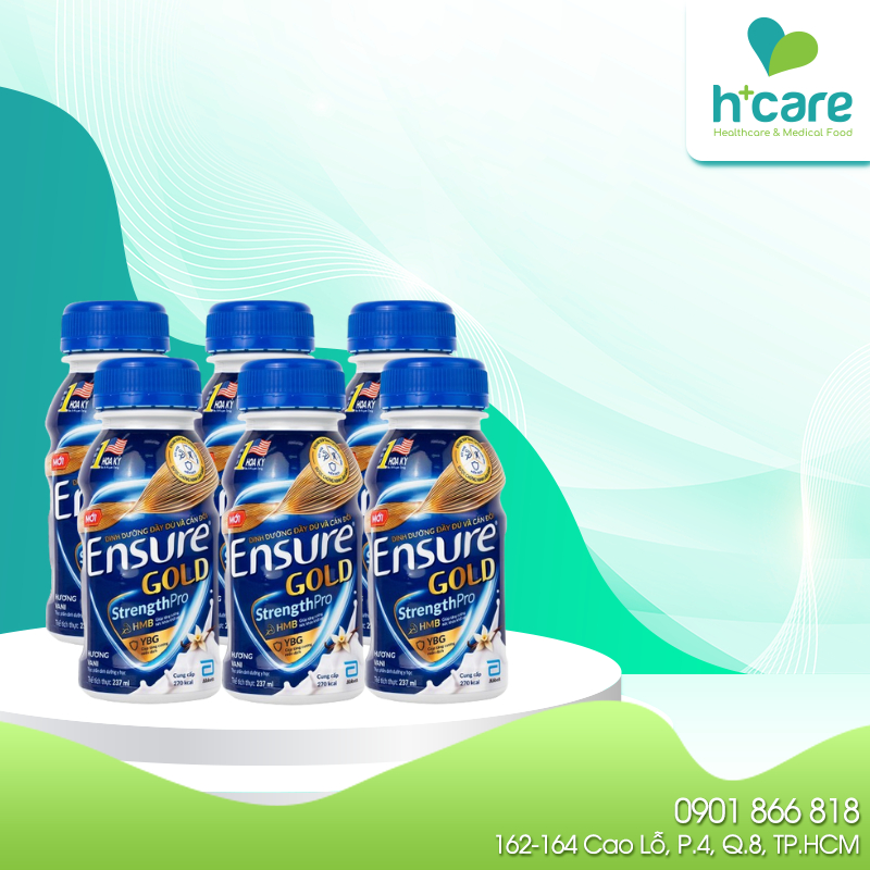[Lốc 6 chai] Sữa pha sẵn Abbott Ensure Gold Vigor 237ml - Tăng cường sức khỏe cho người già ...