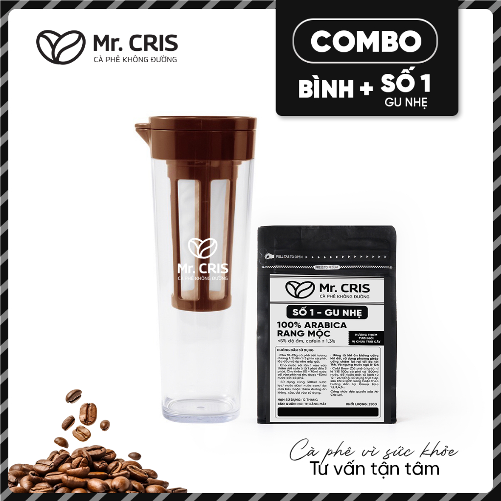 COMBO - SỐ 1 VÀ BÌNH Ủ LẠNH 1.1L - Arabica Cầu Đất - MR CRIS - Dễ Uống, Không Say, Không Mất Ngủ ...