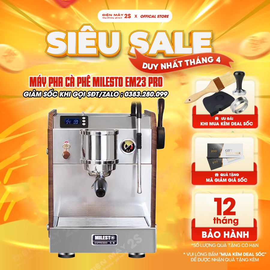 [HCM-Hàng sẵn] Máy Pha Cà Phê Milesto EM23 Pro - Tự Động Định Lượng ...