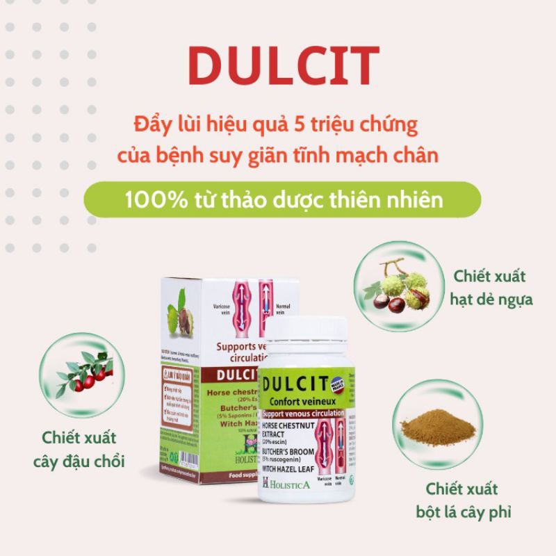 Dulcit hỗ trợ làm giảm các triệu chứng suy giãn tĩnh mạch hộp 30 viên ...