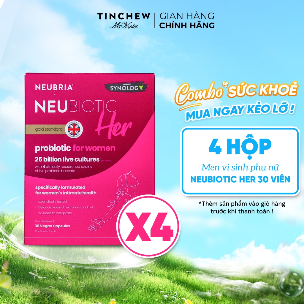 Combo 4 Men Vi Sinh Phụ Khoa Neubiotic Her bổ sung 25 tỷ lợi khuẩn giúp ...