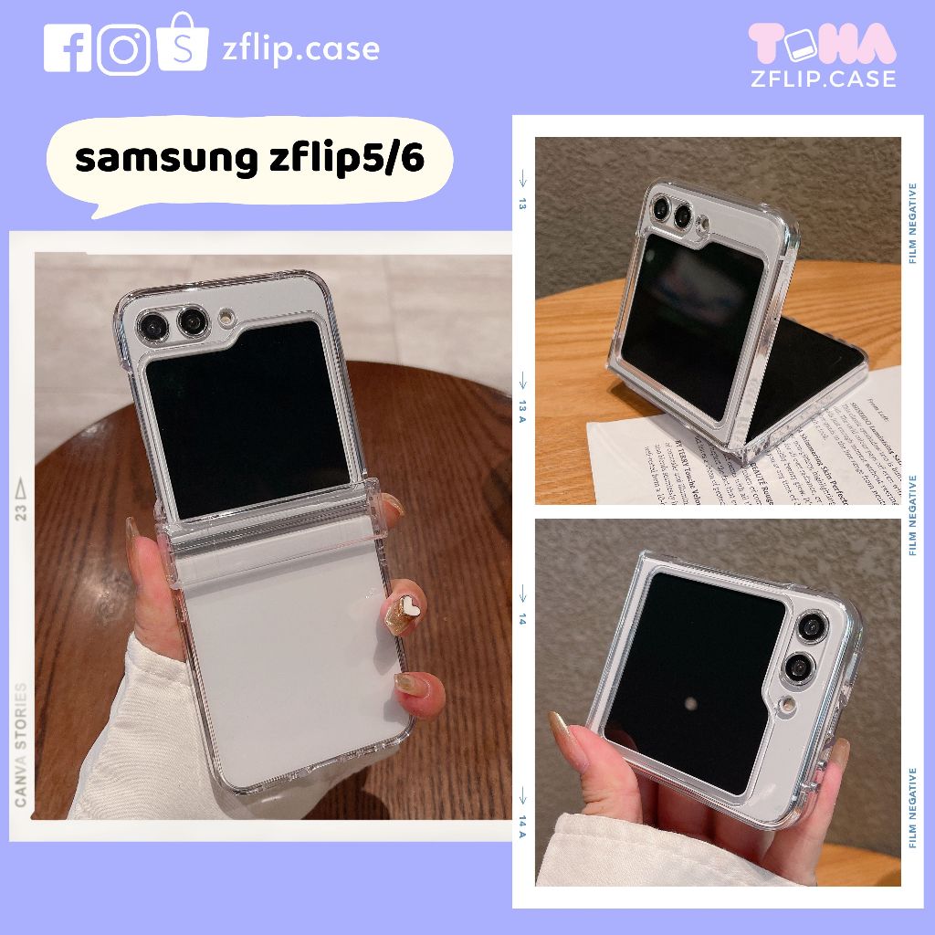 Ốp Trong Suốt Samsung Z Flip 5/ ZFlip 6 kèm bản lề ôm chắc máy, bảo vệ ...